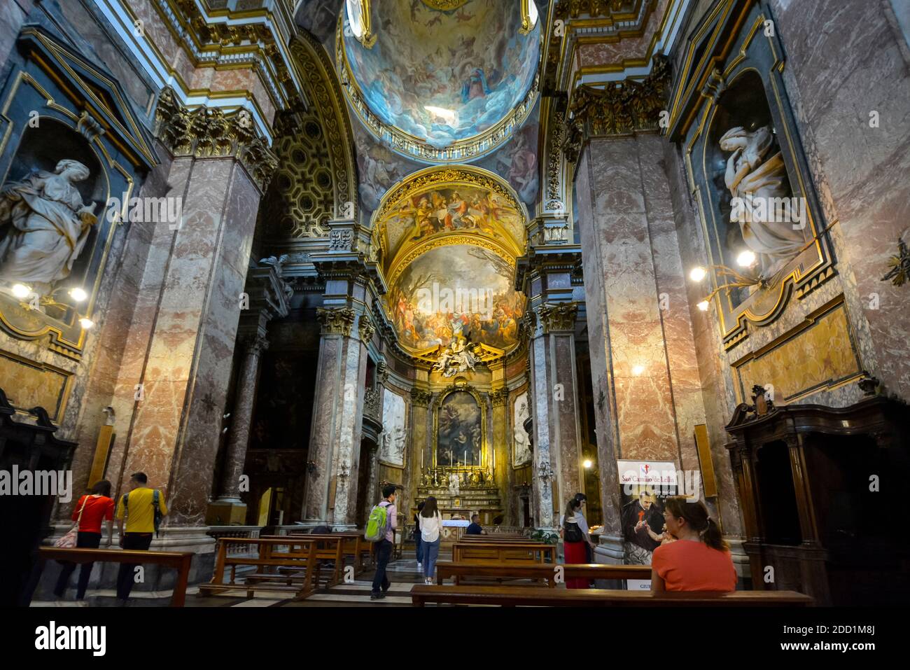 Interior of the church of Santa Maria Maddalena in Rome Italy with ...
