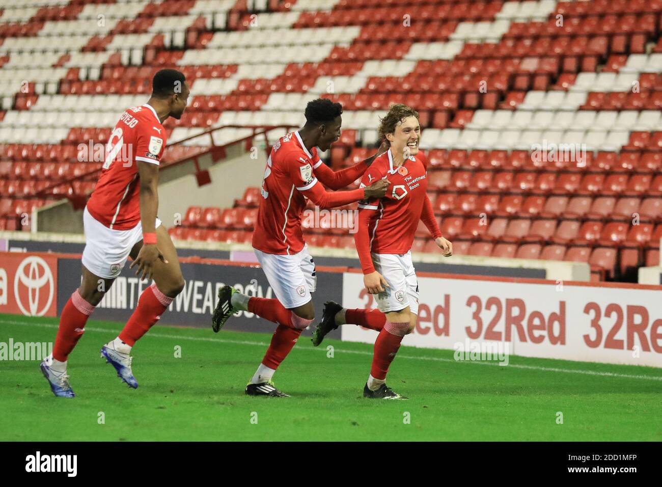Callum Styles #4 of Barnsley celebrates his goal to make it 1-0 Stock ...