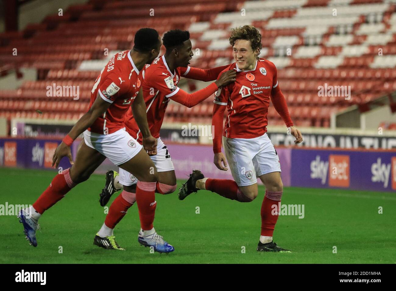 Callum Styles #4 of Barnsley celebrates his goal to make it 1-0 Stock ...