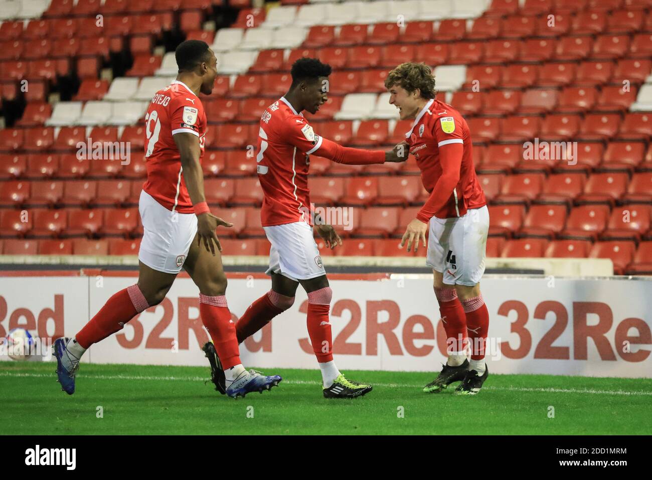 Callum Styles #4 of Barnsley celebrates his goal to make it 1-0 Stock ...