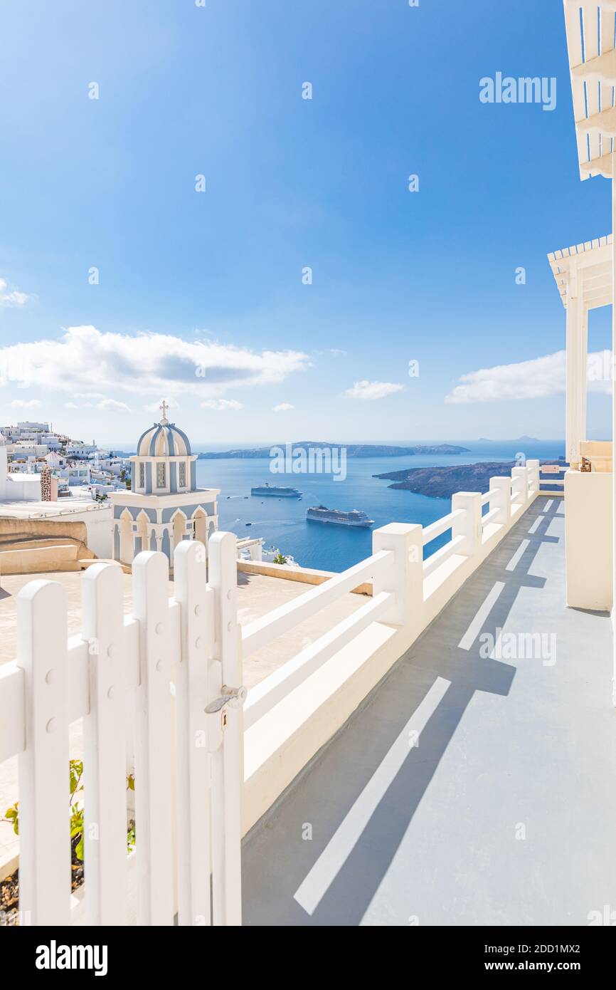 Amazing landscape of Fira, white architecture caldera view Santorini ...