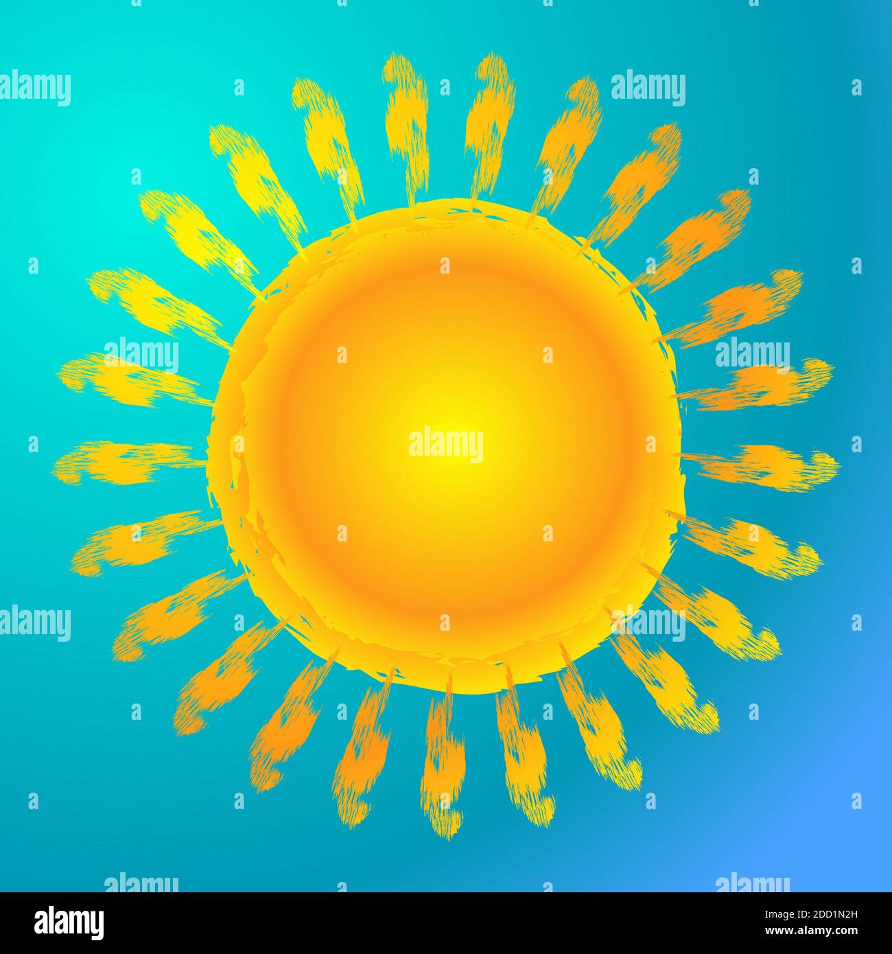 Grungy, grunge, Textured sun clip-art design element. Painted, sketchy ...