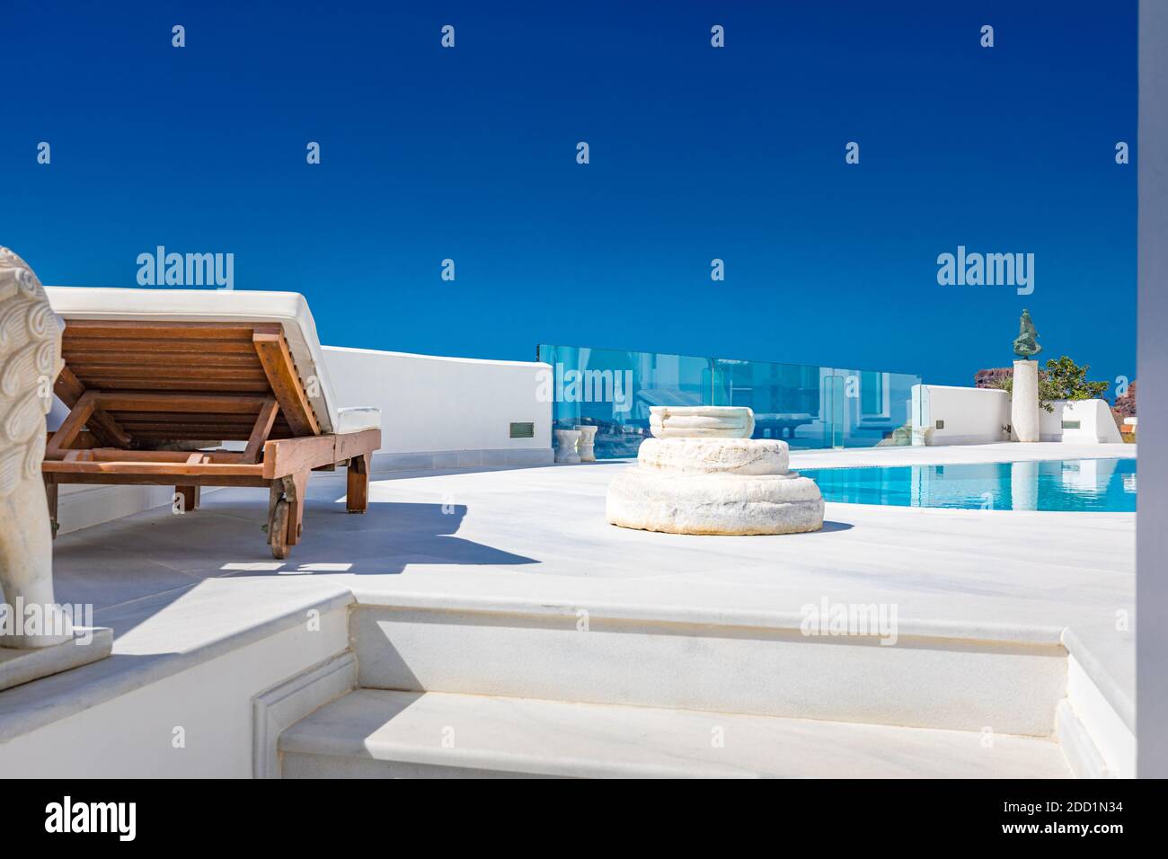 Amazing landscape, infinity pool caldera view Santorini, Greece with ...