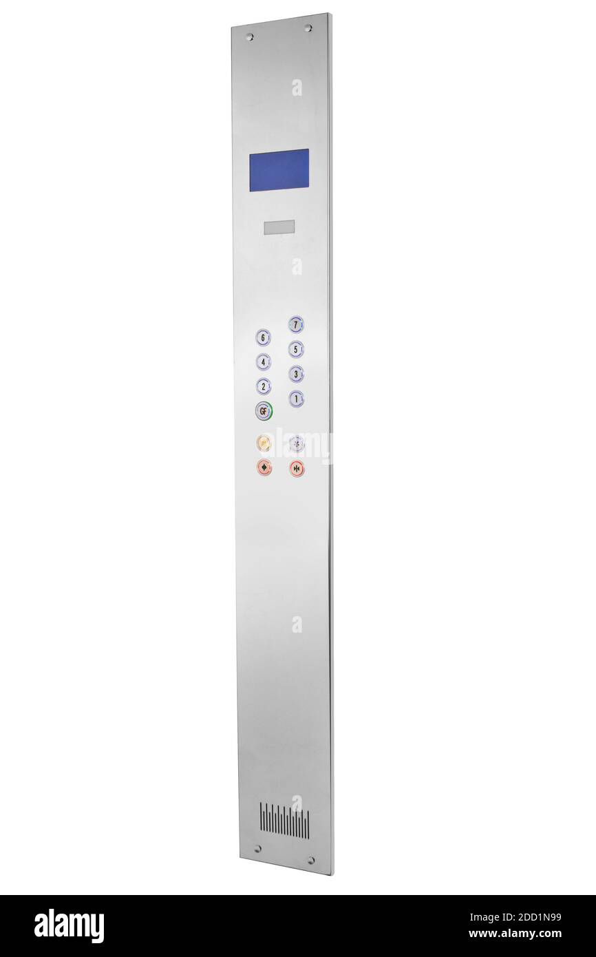 Button panel inside the elevator on white background Stock Photo - Alamy