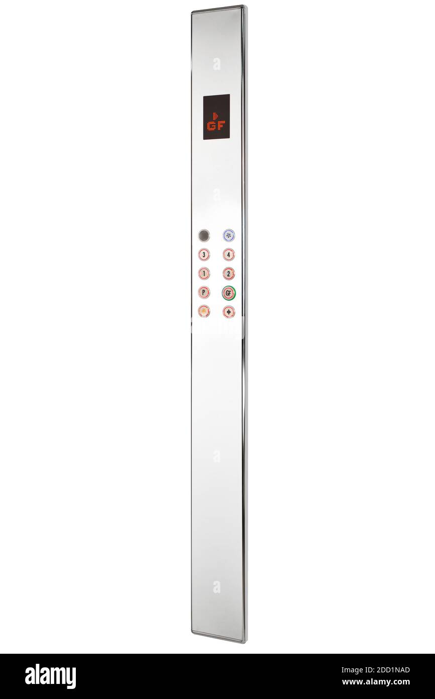 Button panel inside the elevator on white background Stock Photo - Alamy
