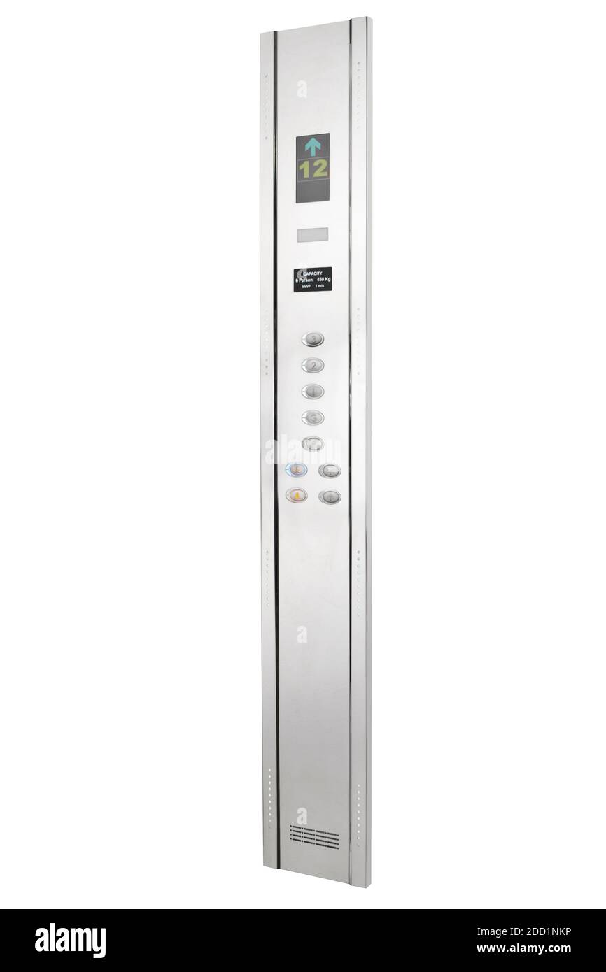 Button panel inside the elevator on white background Stock Photo - Alamy