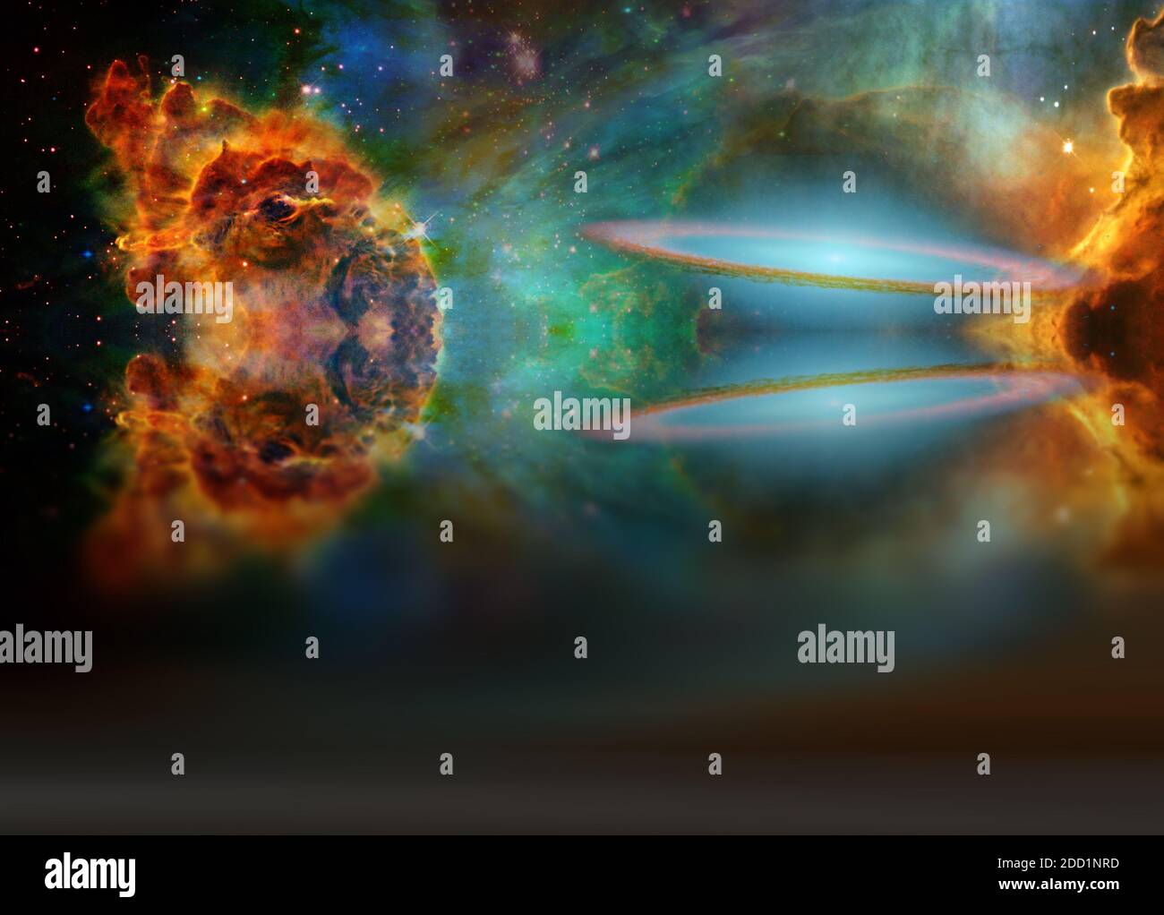 Alien Sky Reflected in Waters. 3D rendering Stock Photo - Alamy