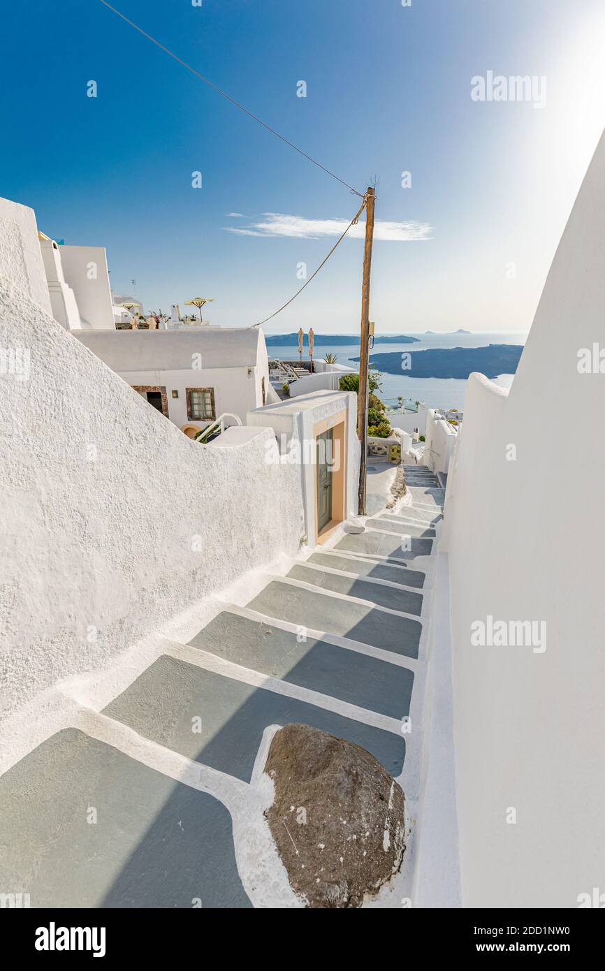 Amazing landscape of Fira, white architecture caldera view Santorini ...