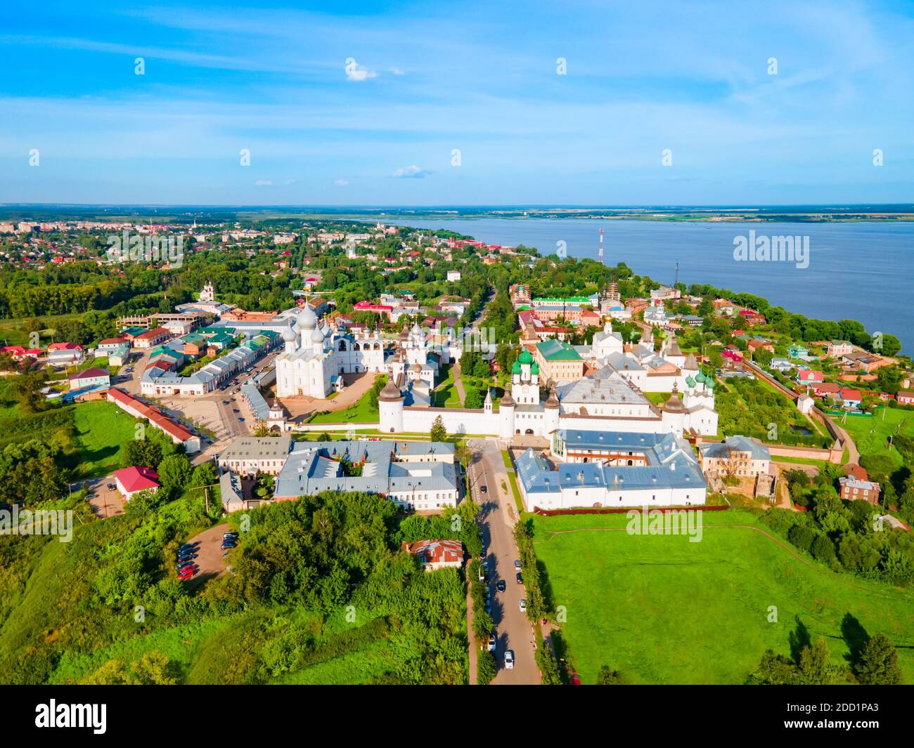 Rostov Kremlin and Lake Nero aerial panoramic view in Rostov Veliky or ...