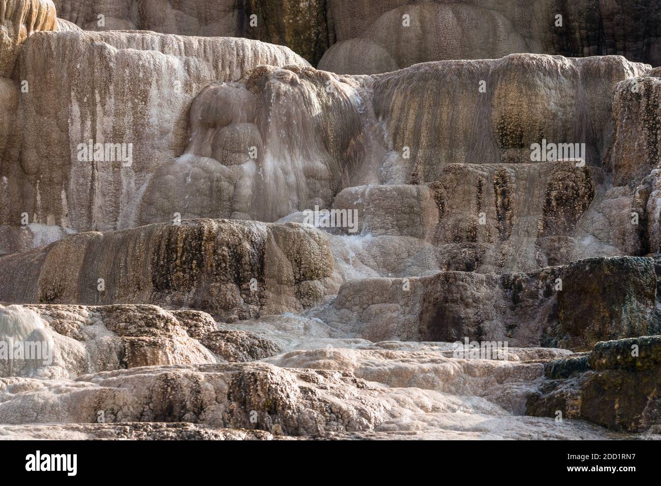Travertine terraces at Mound Terrace, Lower Terraces, Mammoth Hot ...