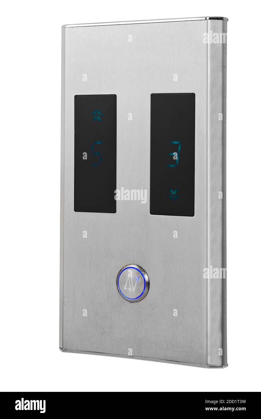 Elevator buttons panel isolated on white background Stock Photo - Alamy