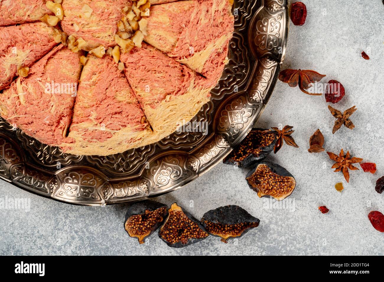 Close up photo of halva dessert on silver plate Stock Photo - Alamy