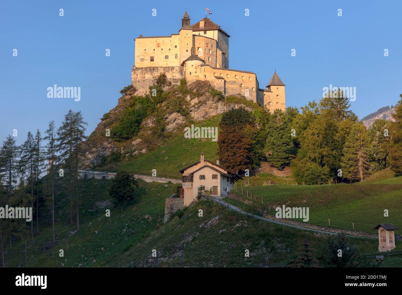 Tarasp Castle, Scuol, Engadin, Grisons, Switzerland, Europe Stock Photo ...