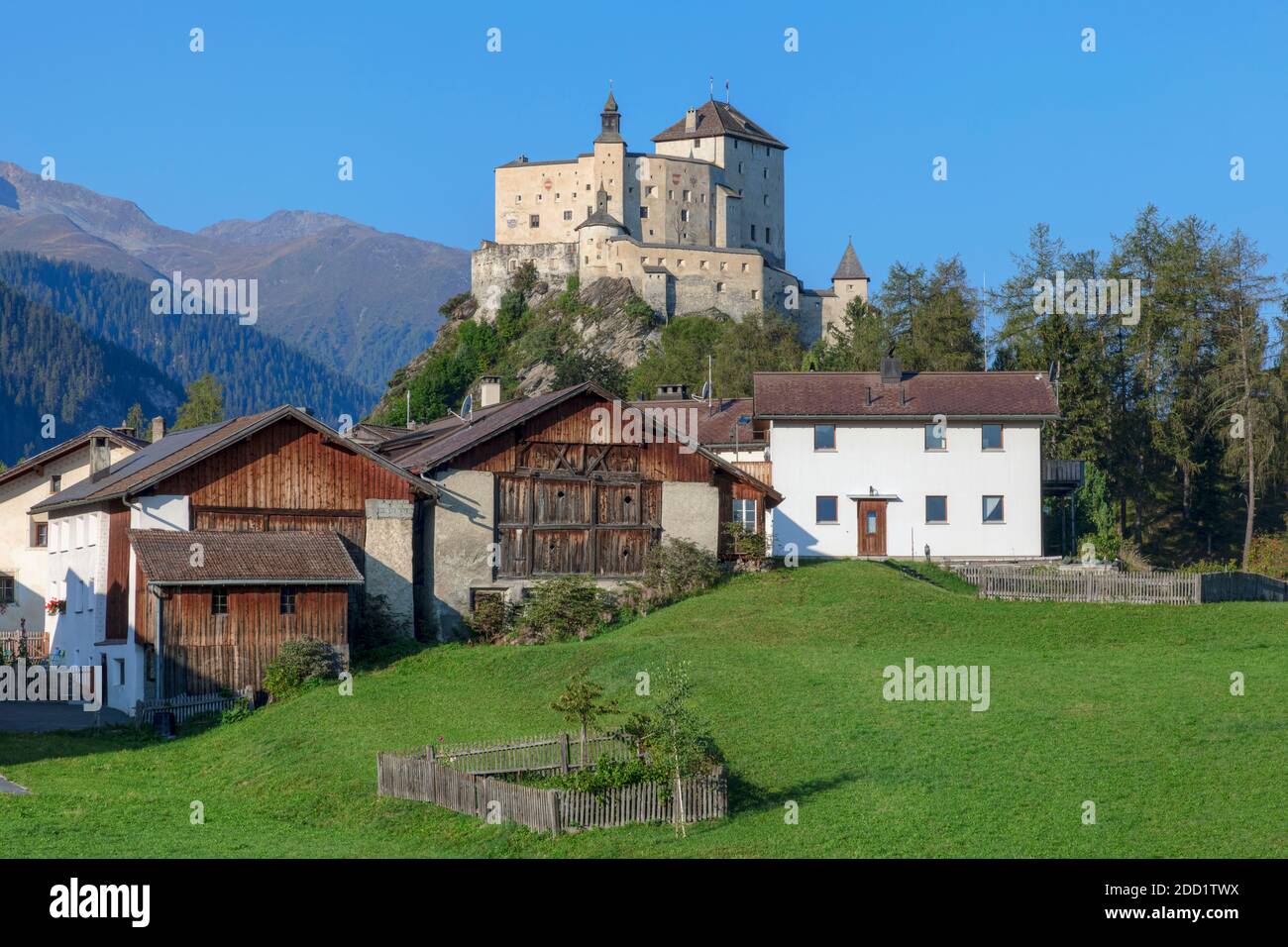 Tarasp Castle, Scuol, Engadin, Grisons, Switzerland, Europe Stock Photo ...