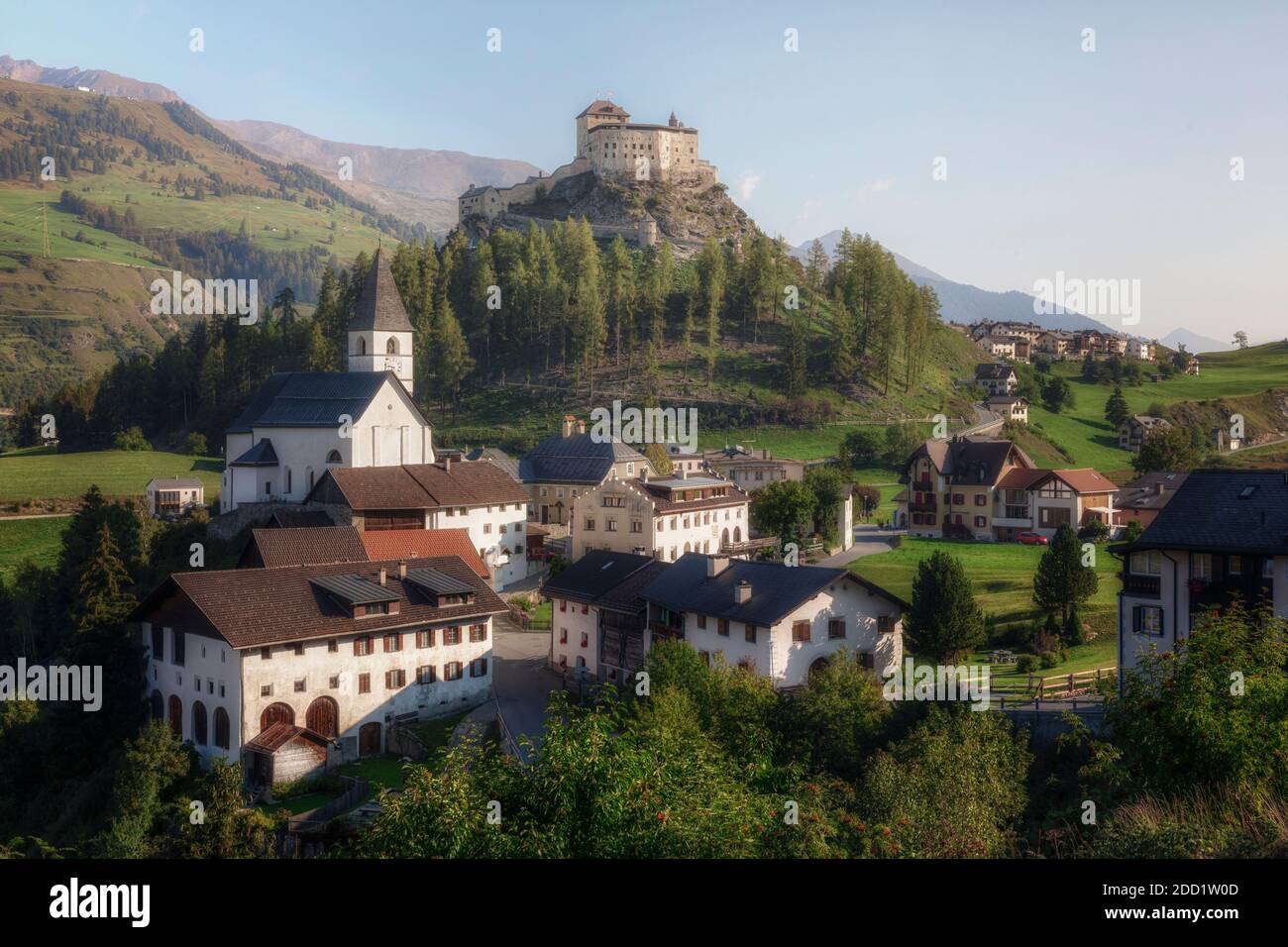 Tarasp Castle, Scuol, Engadin, Grisons, Switzerland, Europe Stock Photo ...