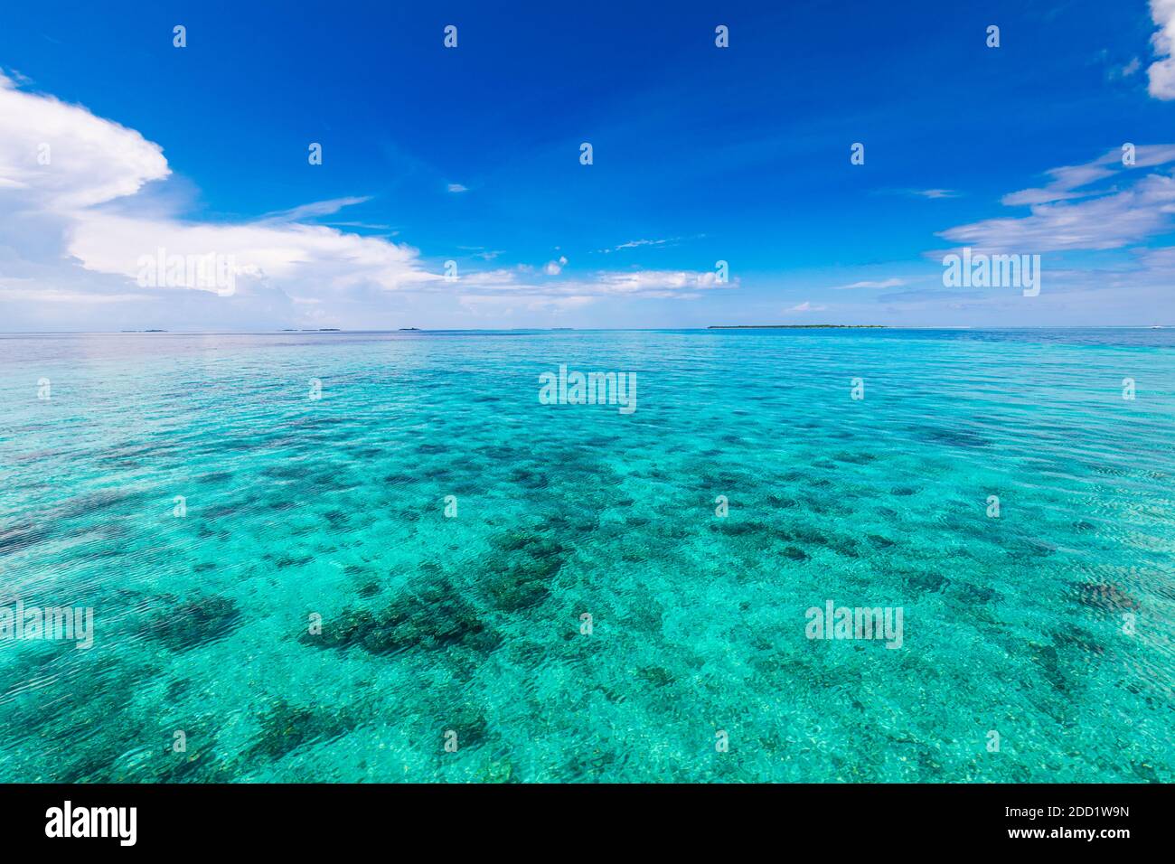 Relaxing seascape with wide horizon of the sky and the sea. Tropical ...