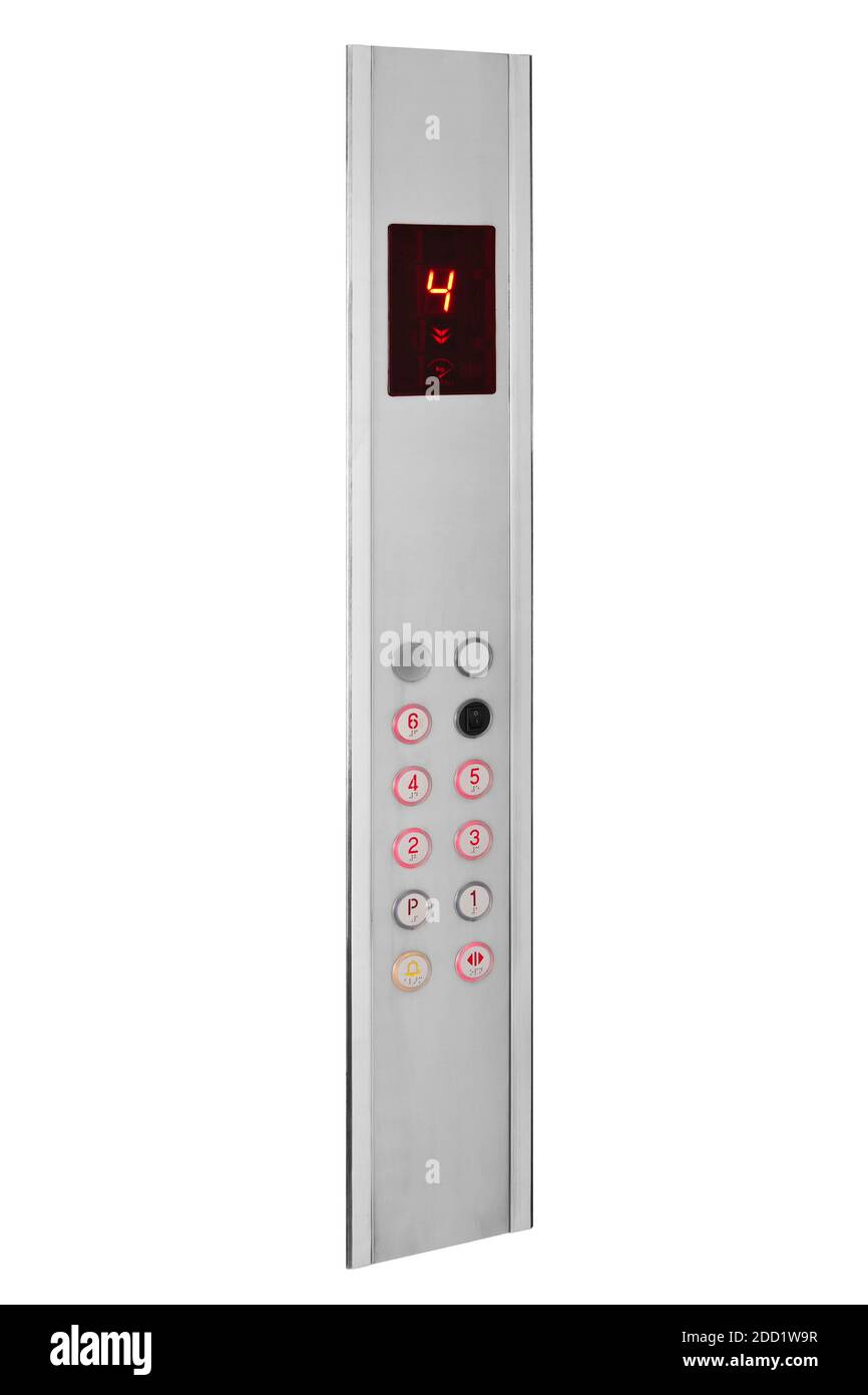 Button panel inside the elevator on white background Stock Photo - Alamy