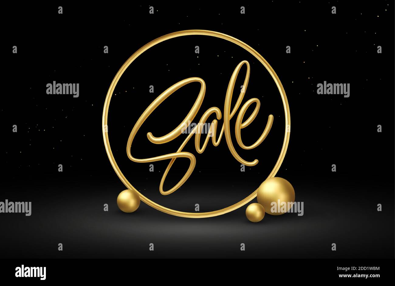 Realistic 3D Sale Gold lettering with golden decorative elements on ...