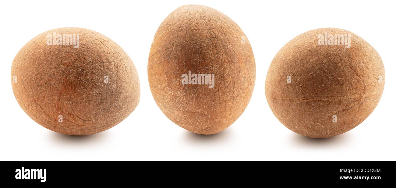 collection of coconuts without shell isolated on a white background ...