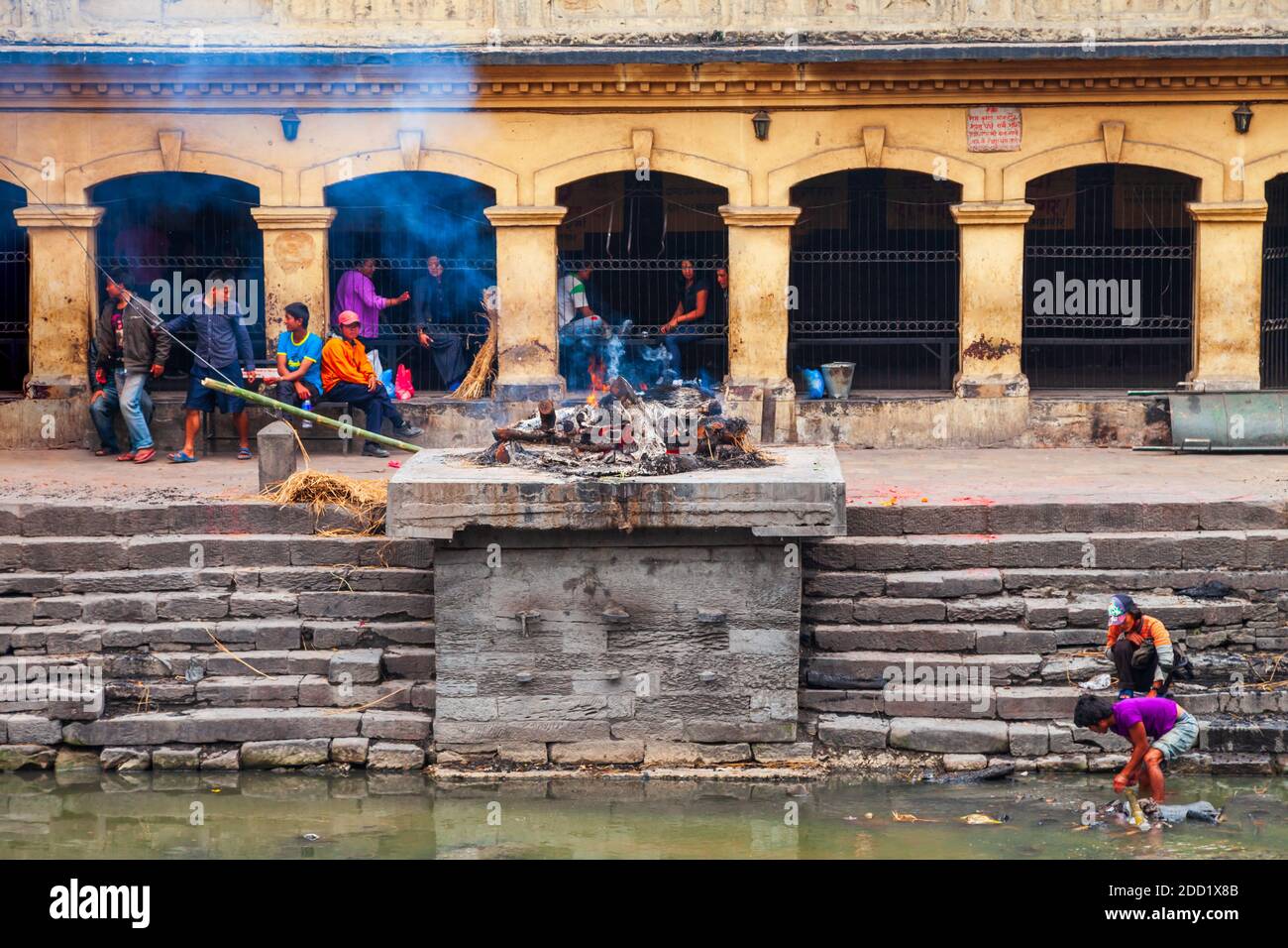 KATHMANDU, NEPAL - APRIL 15, 2012: Hindu cremation ritual at the ...