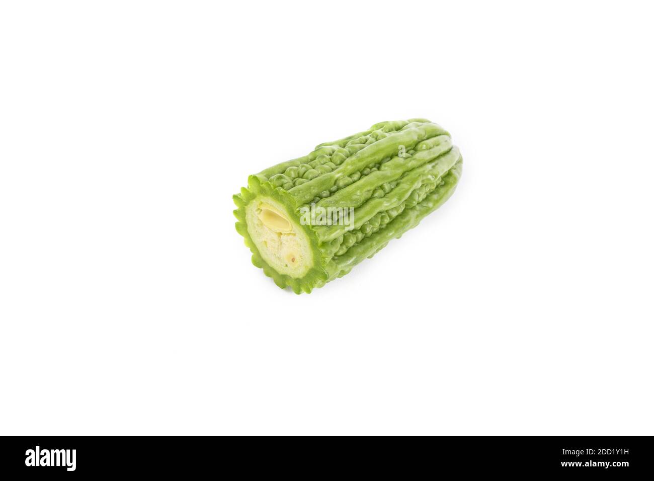 A sliced green gourd isolated on a white background Stock Photo - Alamy