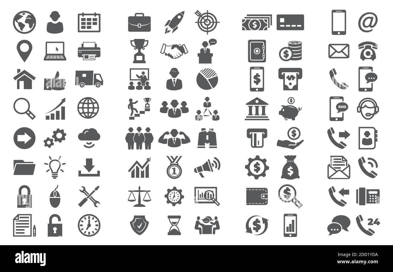 Vector set icons Icons for business finance and contact on white ...
