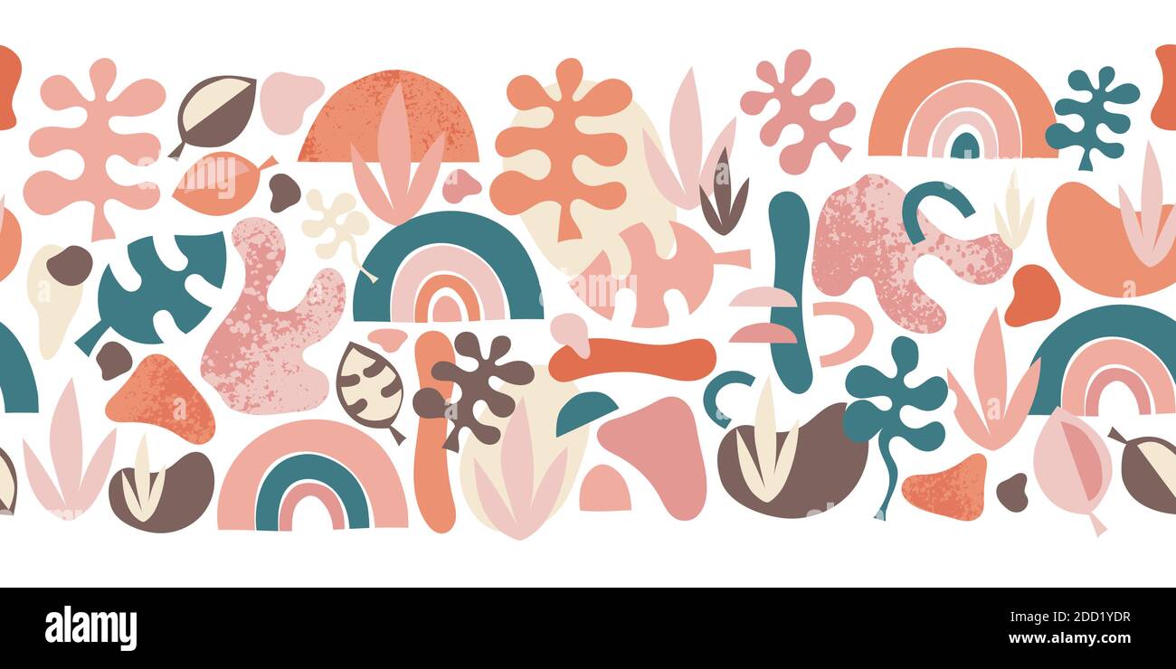 Abstract cut out shapes seamless vector border. Seamless horizontal ...