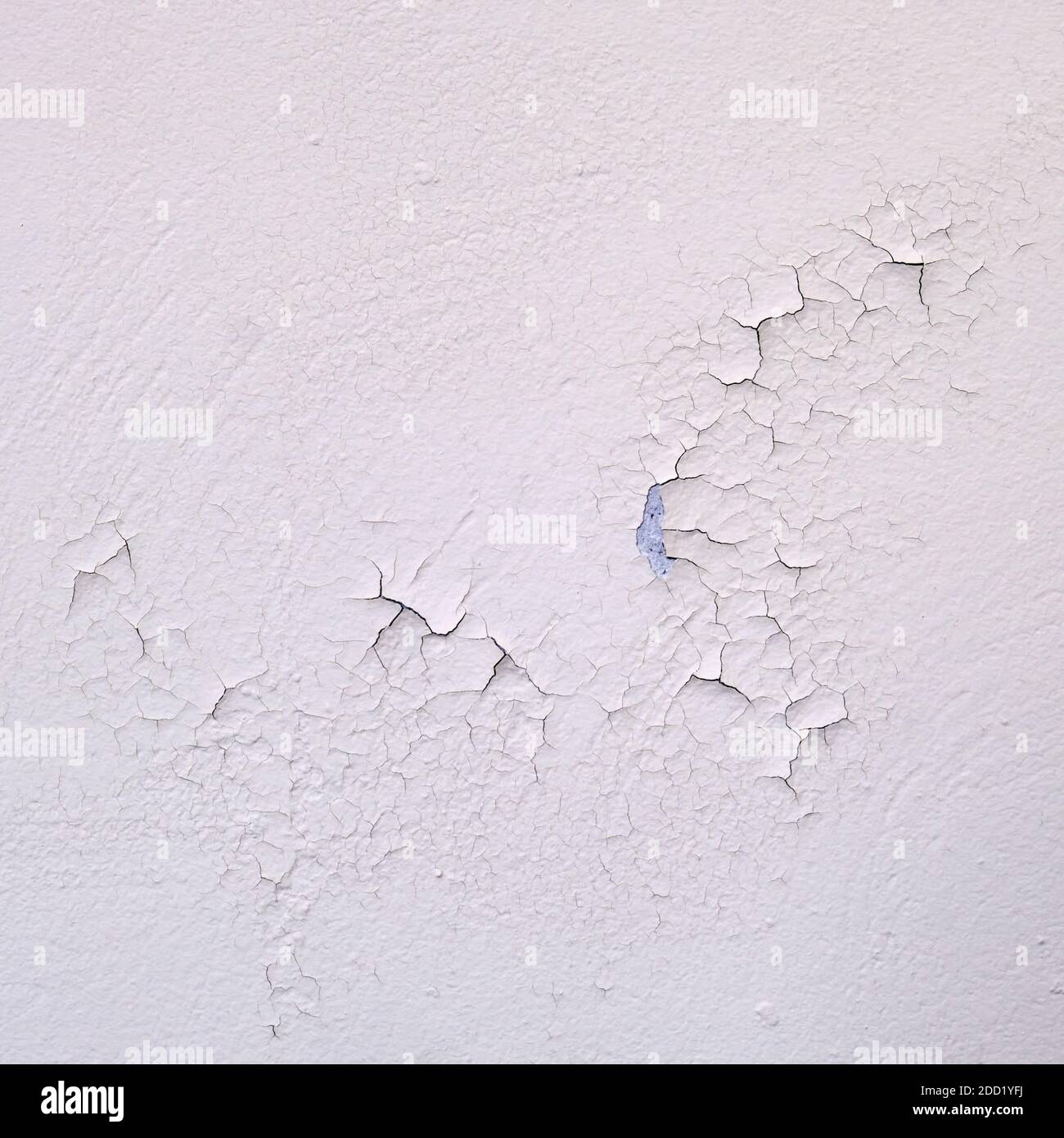 Spoiled fresh white paint close-up. Cracked new paint on a white wall ...