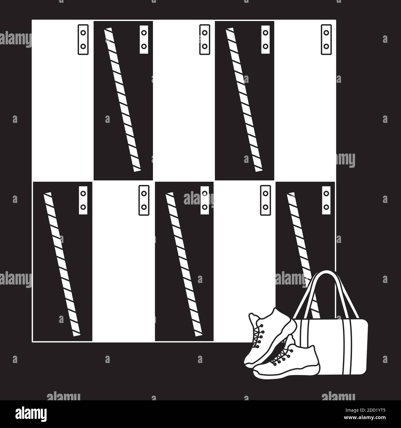 Vector illustration Locker room with safe lockers in sports club ...