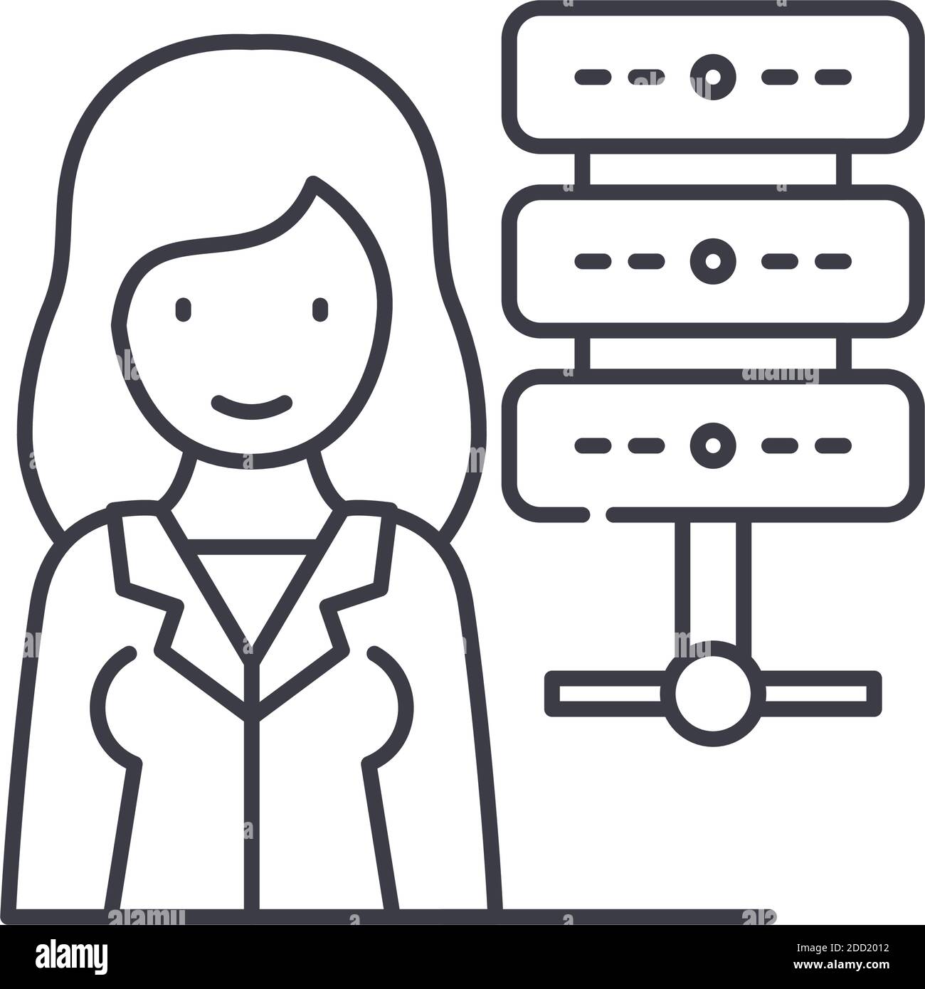 Employee database icon, linear isolated illustration, thin line vector, web design sign, outline ...