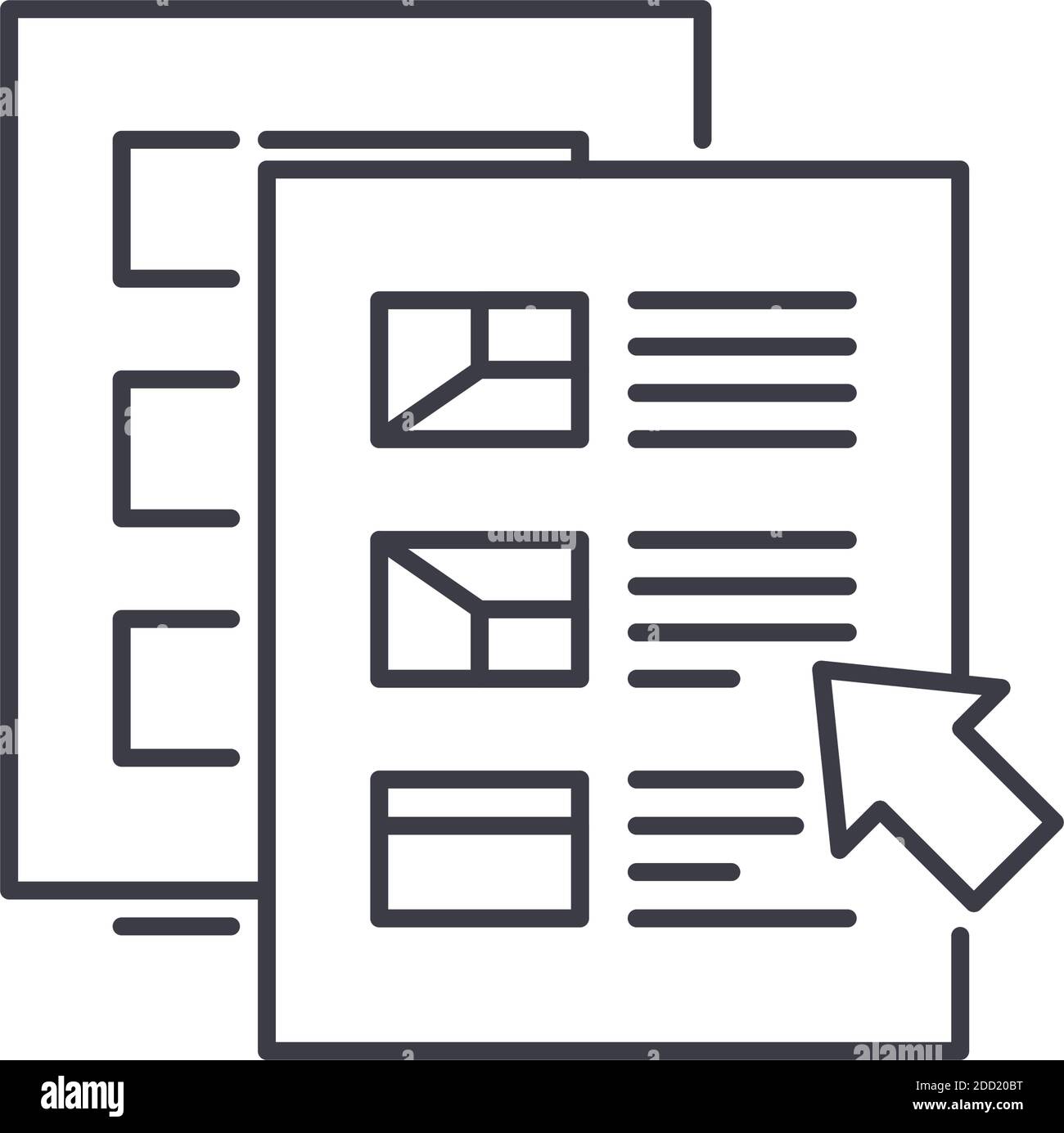Electronic catalogs icon, linear isolated illustration, thin line ...