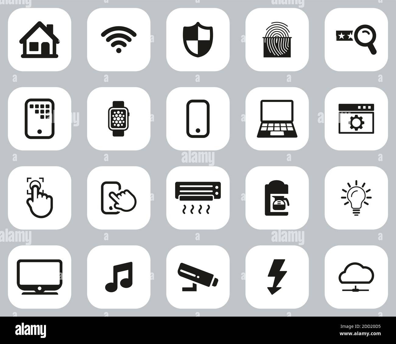 Smart Home Or Smart House Icons Black & White Flat Design Set Big Stock Vector Image & Art - Alamy