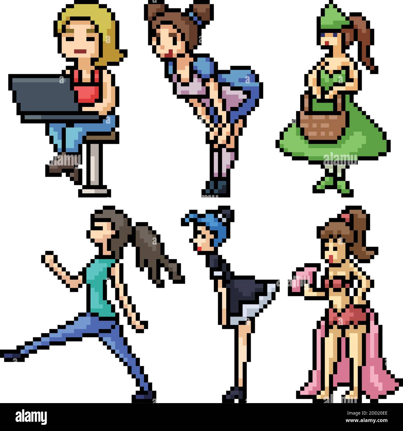 Pixel Characters Female 2,300+ Pixel Art Woman Stock Illustrations,