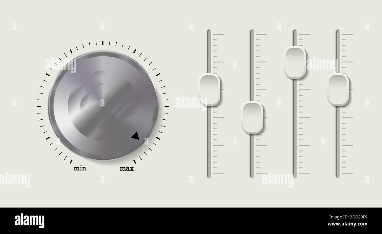 Sound mixer, volume panel. Realistic 3D vector illustration Stock ...