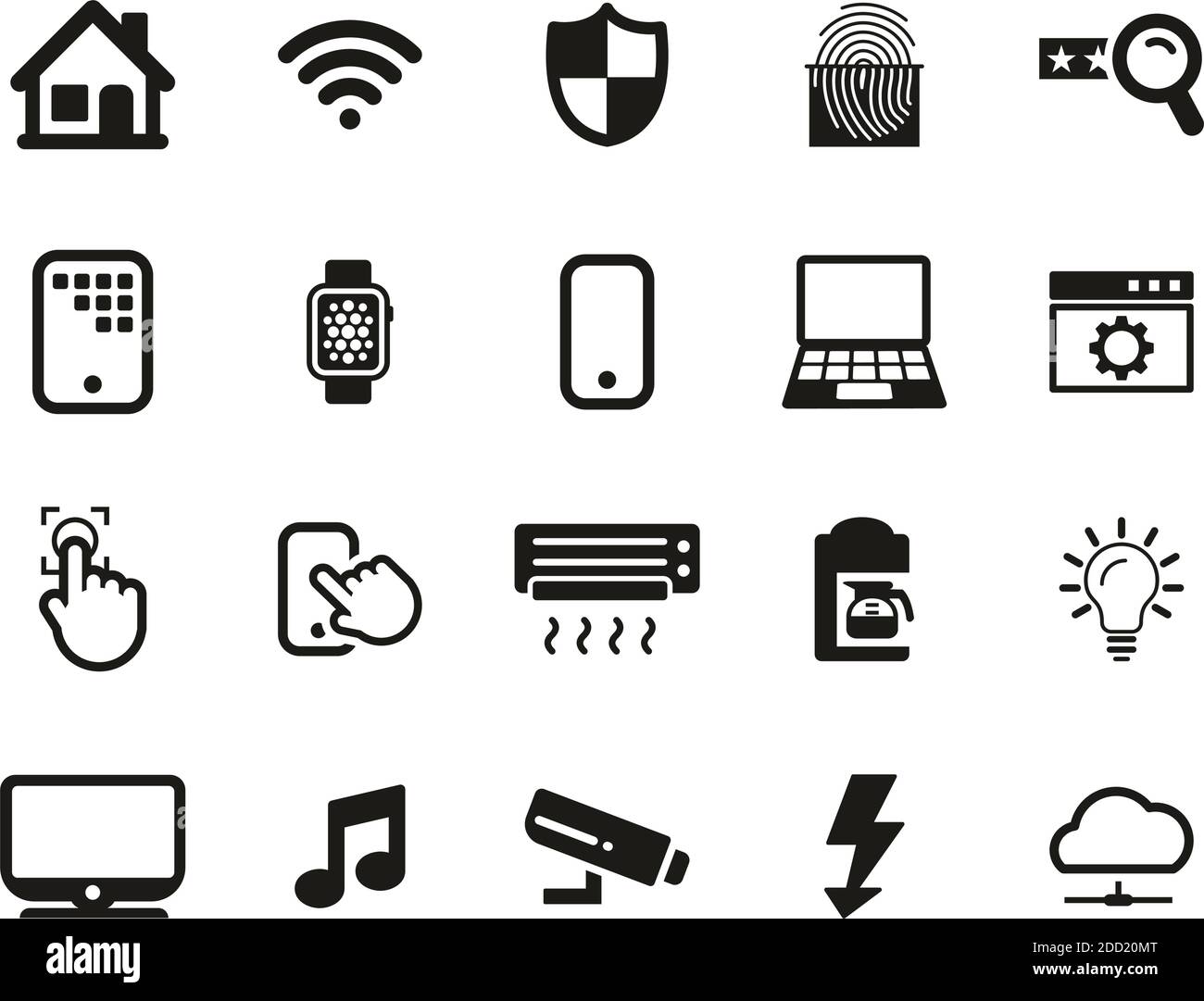 Smart Home Or Smart House Icons Black & White Set Big Stock Vector ...