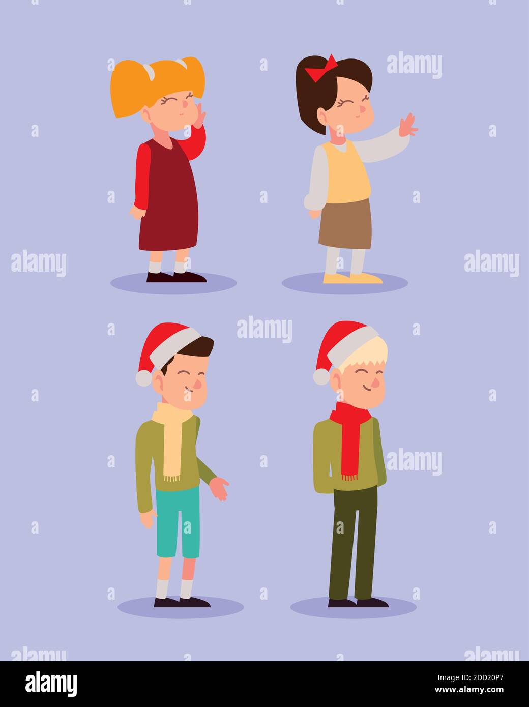 merry christmas people character season celebration icons vector ...