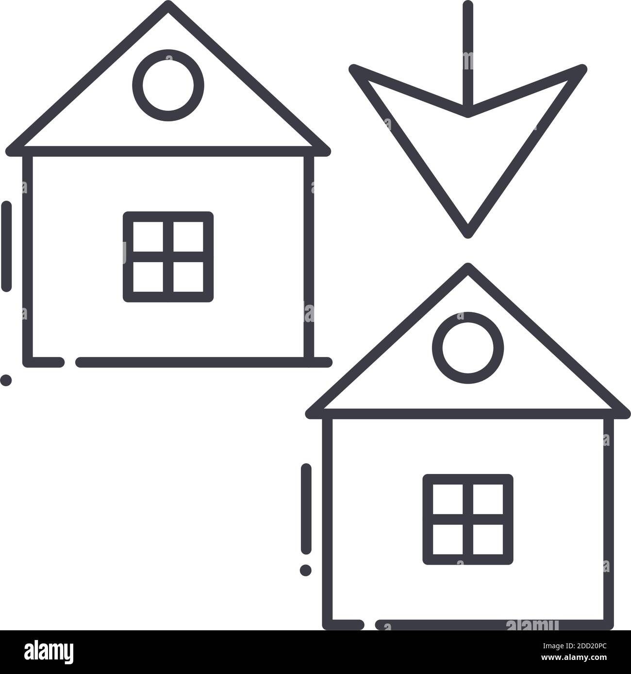 Duplex House Icon Linear Isolated Illustration Thin Line Vector Web Design Sign Outline