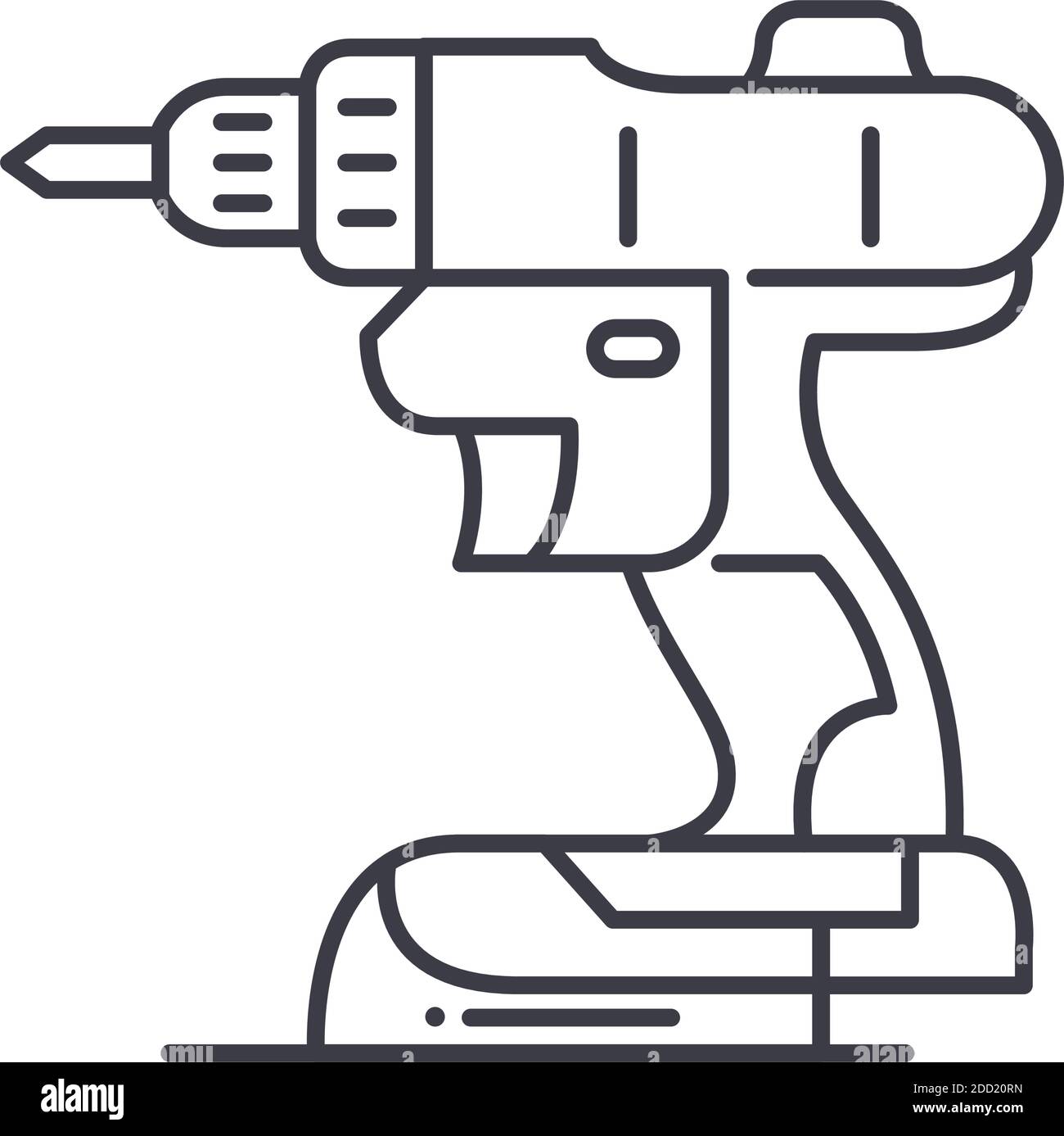 Electric drill concept icon, linear isolated illustration, thin line ...