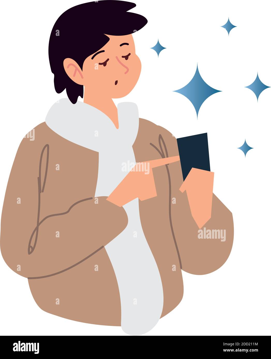 young man using smartphone portrait vector illustration Stock Vector ...