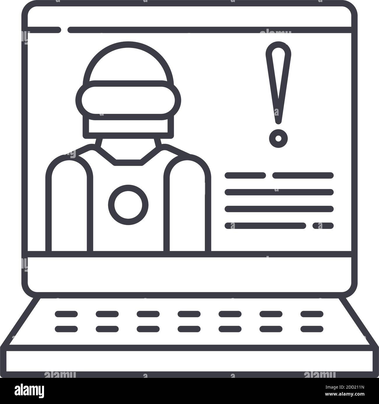 Error function icon, linear isolated illustration, thin line vector ...
