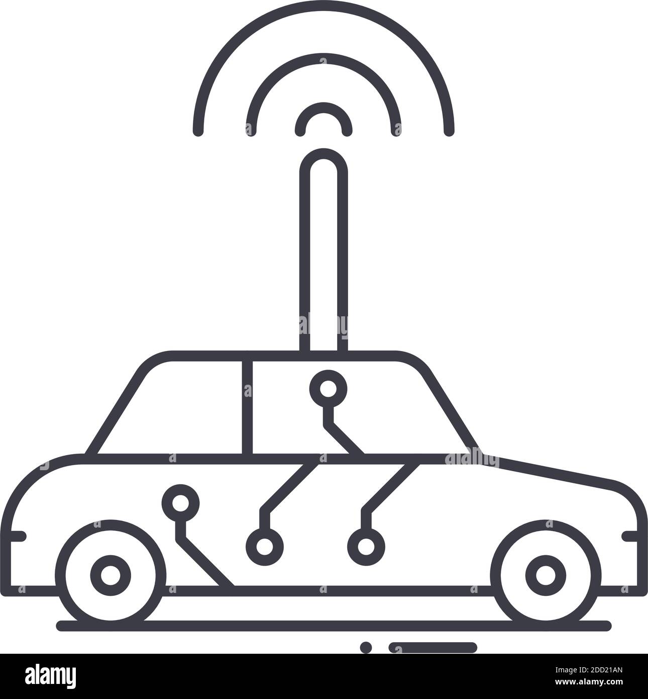 Driverless car icon, linear isolated illustration, thin line vector ...