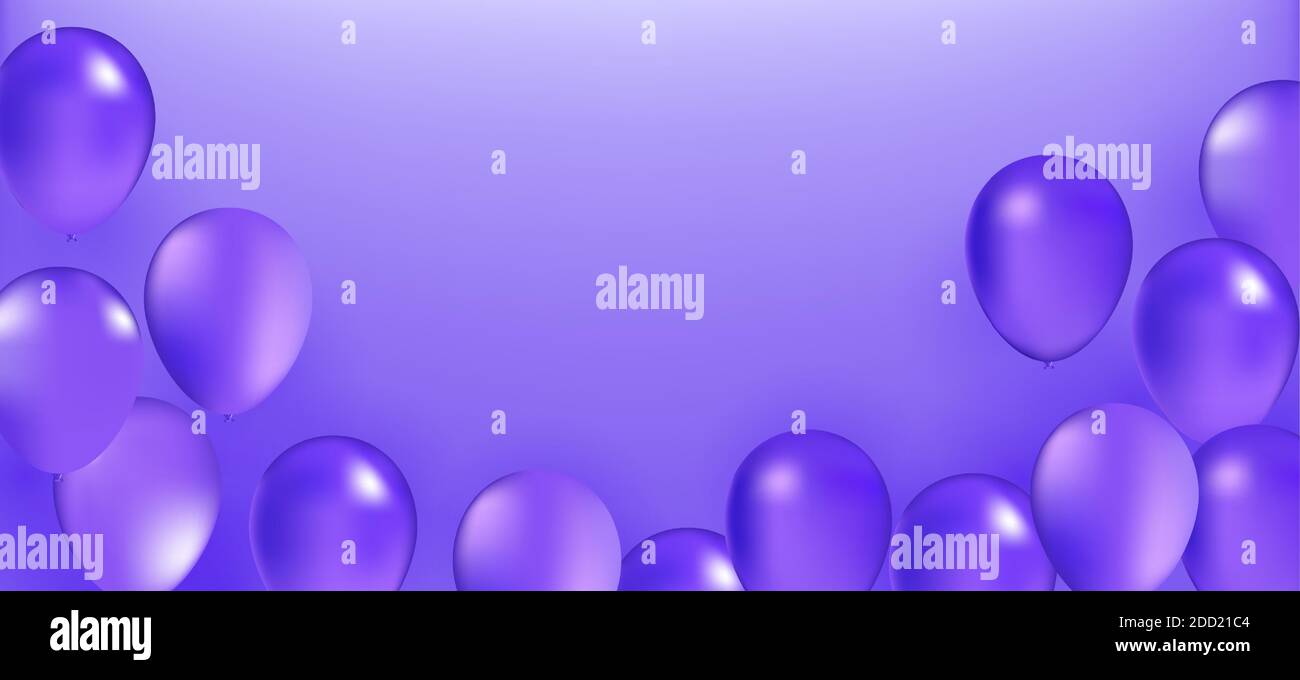 Violet Balloon Bunch. Vector Holiday Illustration Of Flying Violet ...