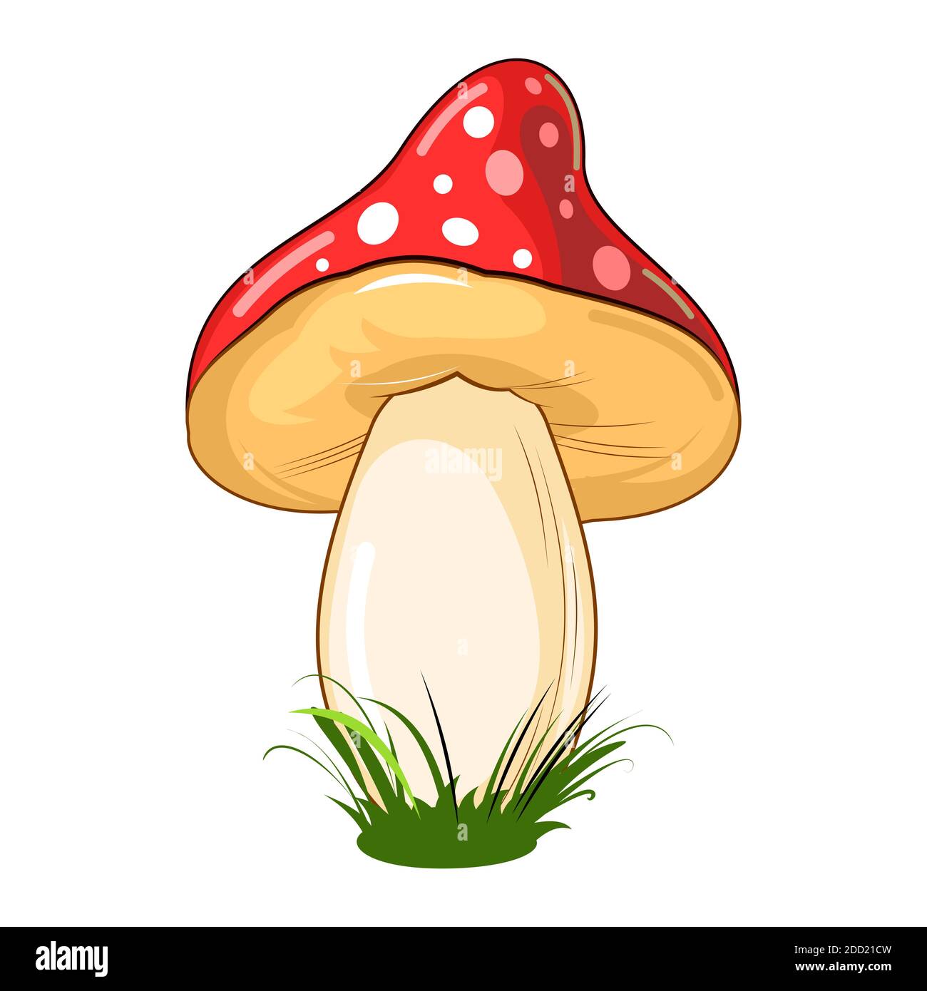Mushroom. Isolated on white background. Cute cartoon style. Beautiful ...