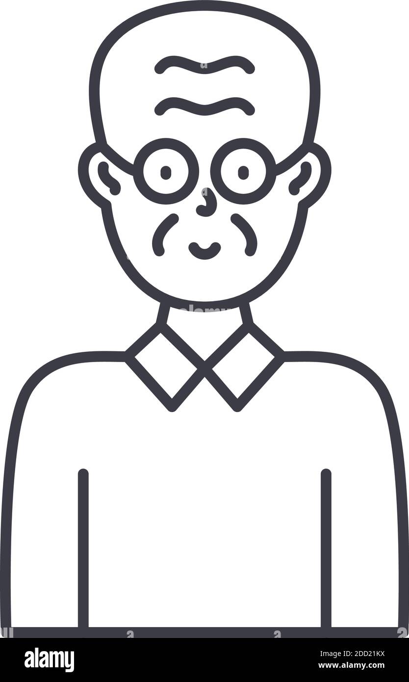 Elderly age icon, linear isolated illustration, thin line vector, web ...