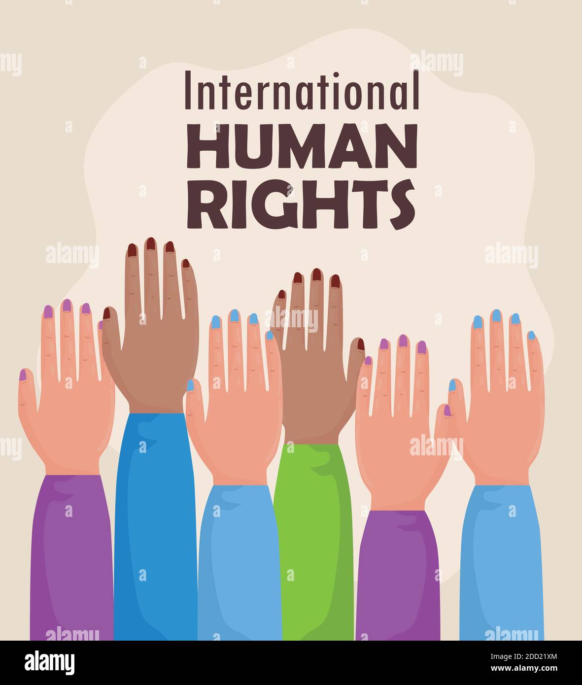 international human rights lettering poster with hands up Stock Vector ...