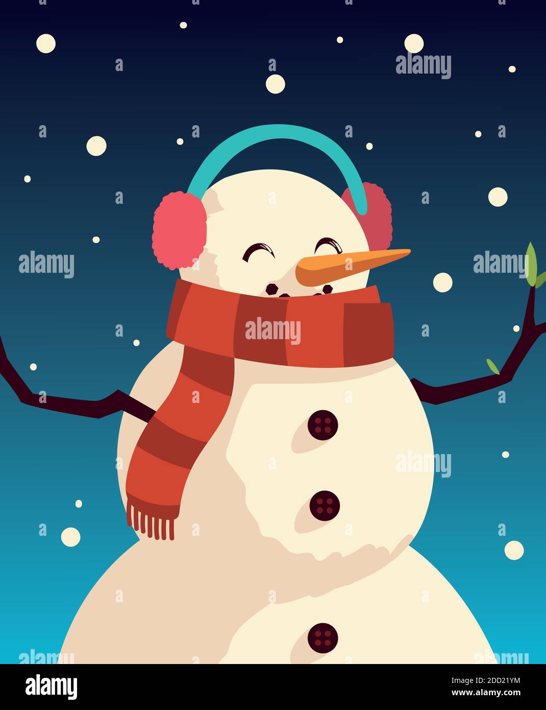 christmas snowman character cartoon decoration snow vector illustration ...