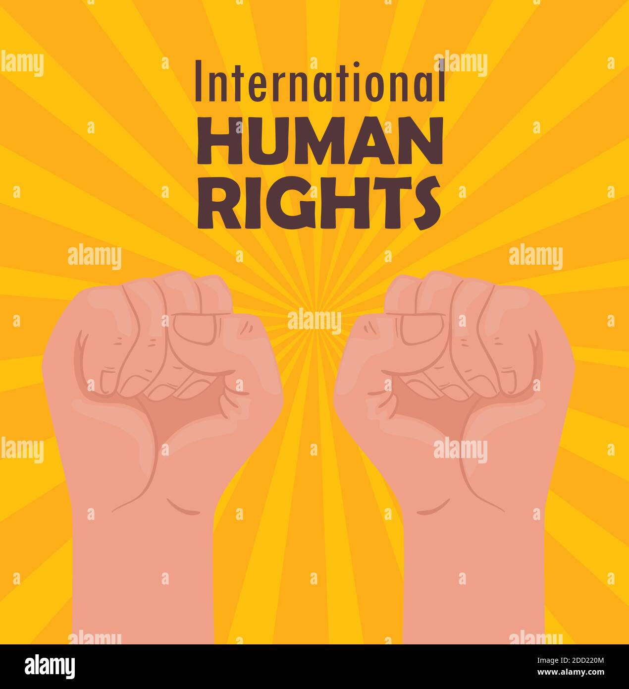 international human rights lettering poster with hands fist Stock ...