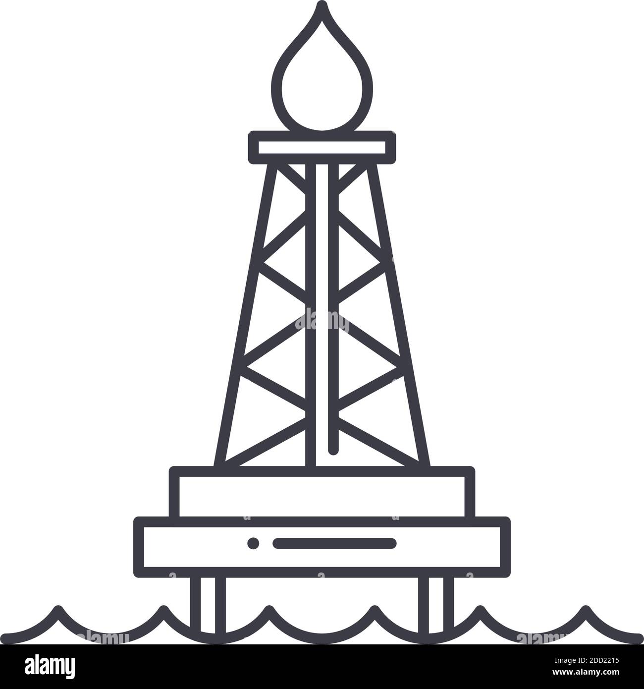 Drilling rig icon, linear isolated illustration, thin line vector, web design sign, outline ...