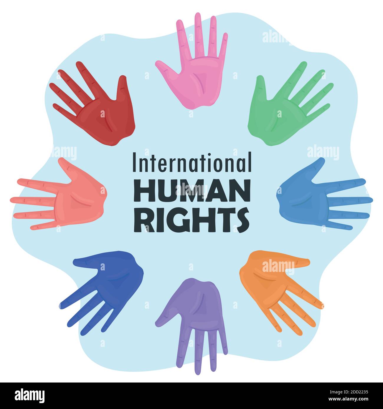international human rights lettering poster with hands colors print ...