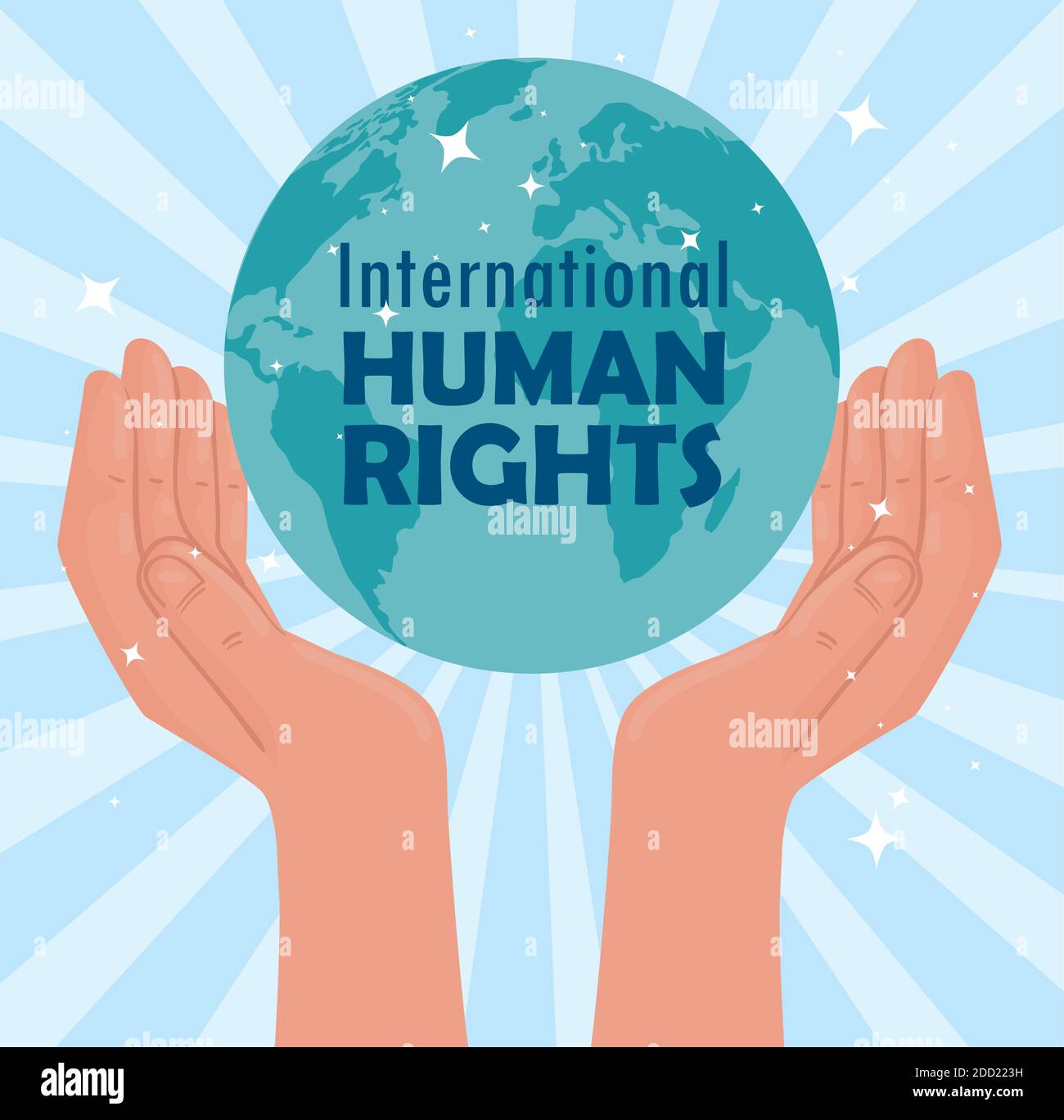 international human rights lettering poster with hands lifting planet ...
